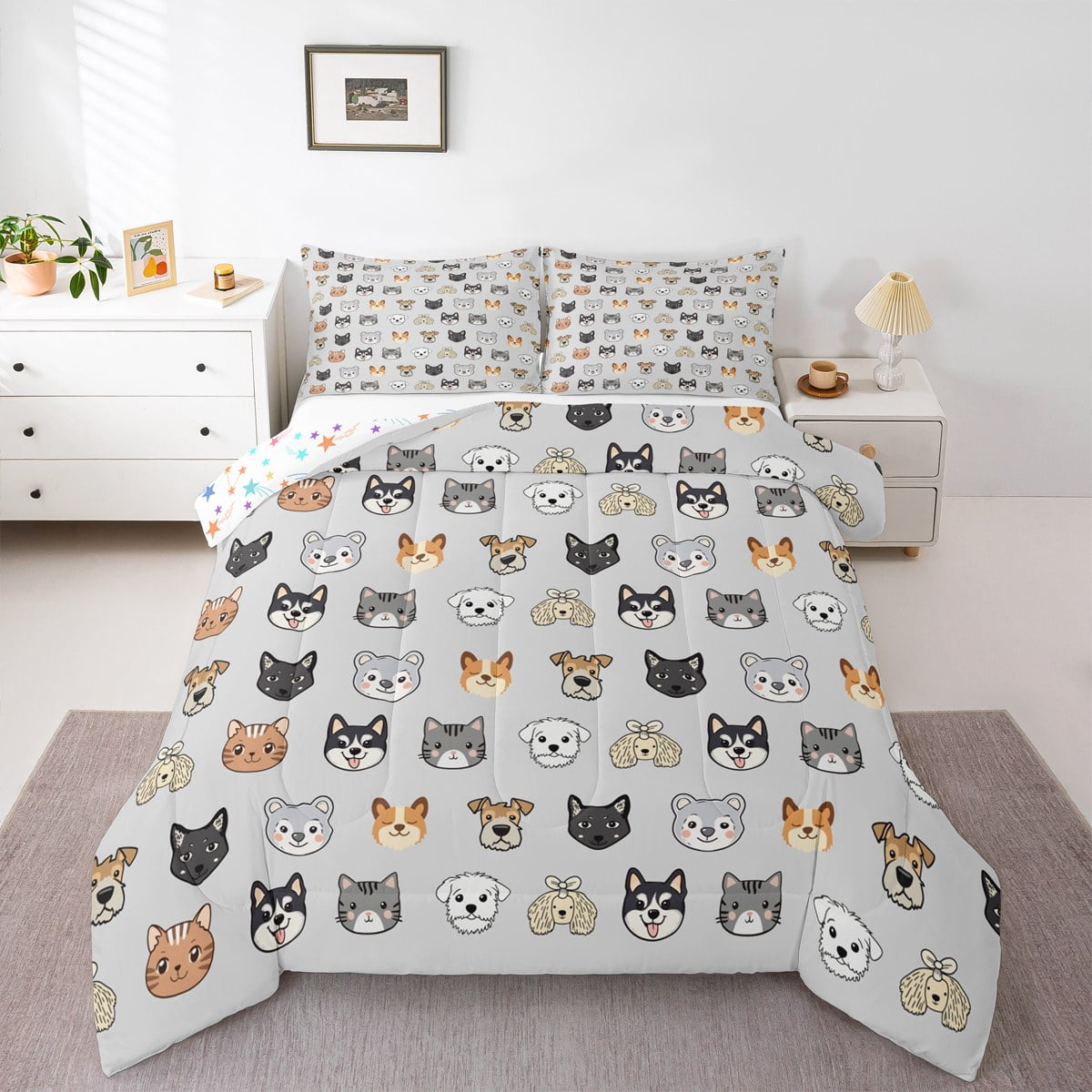 Castle Fairy Kids Children Teens Cute Dogs Cats Full Size Comforter ...