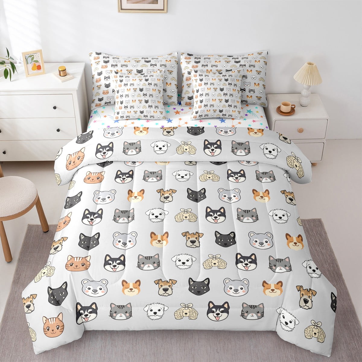 Castle Fairy Kids Children Teens Cute Dogs Cats Twin Bedding Sets 7 ...
