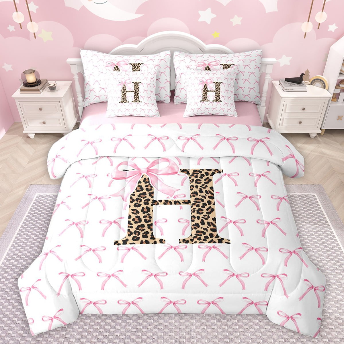 Castle Fairy Kids Children Teens Personalized Initial Alphabet H Twin ...