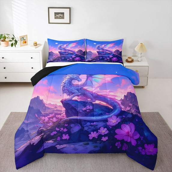 Castle Fairy Kids Children Wild Dragon Twin Comforter Sets,Chic Floral ...