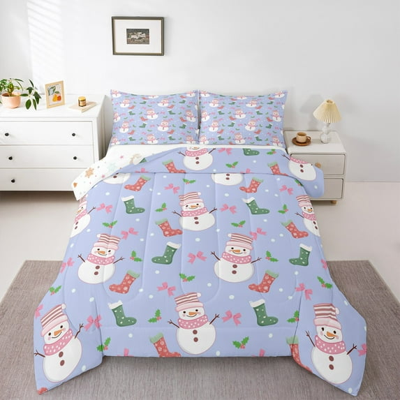 Castle Fairy Kids Children Xmas Snowman 3 Pieces Queen Comforter Set ...