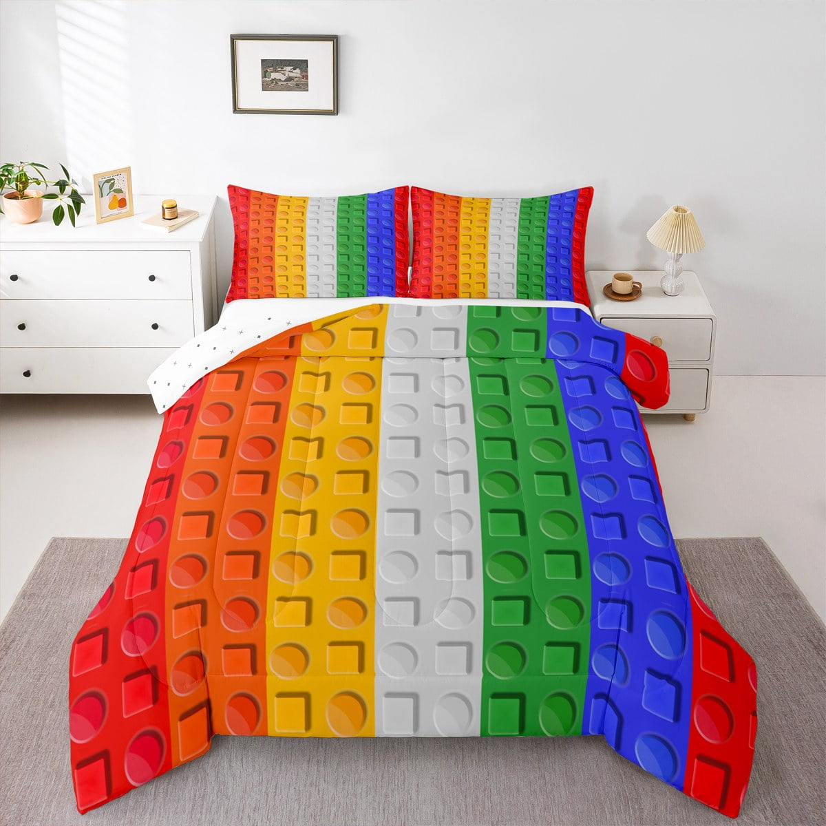 Castle Fairy Kids Colorful Brick 2pcs Bedding Comforter Set,Building ...