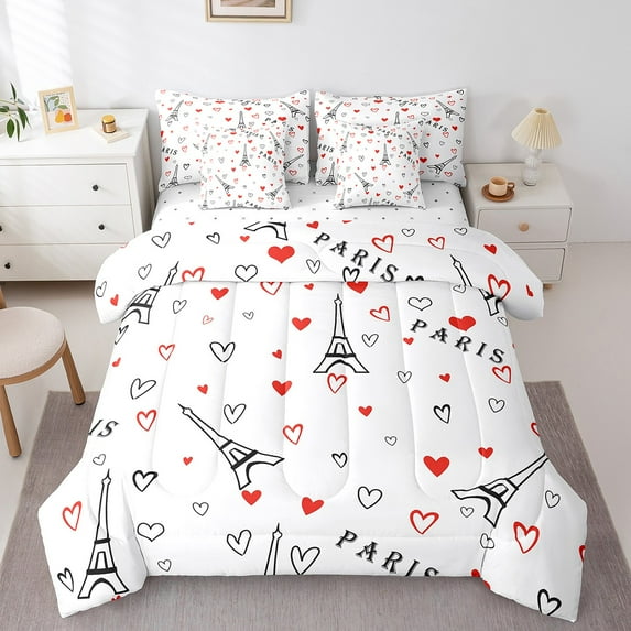 Castle Fairy Kids Eiffel Tower Bedding Comforter Set,Valentine's Day ...
