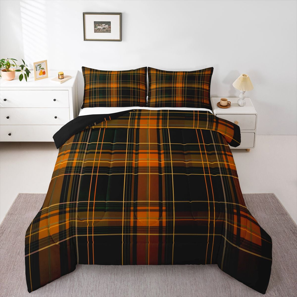 Castle Fairy Kids Geometric Grid Twin Comforter Sets,Mid Century ...