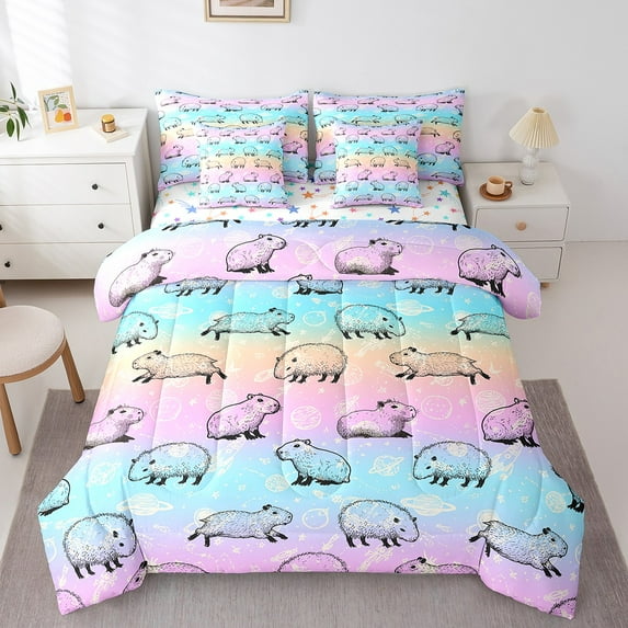 Castle Fairy Kids Kawaii Capybara Bedding Comforter Set,Cartoon Animal ...