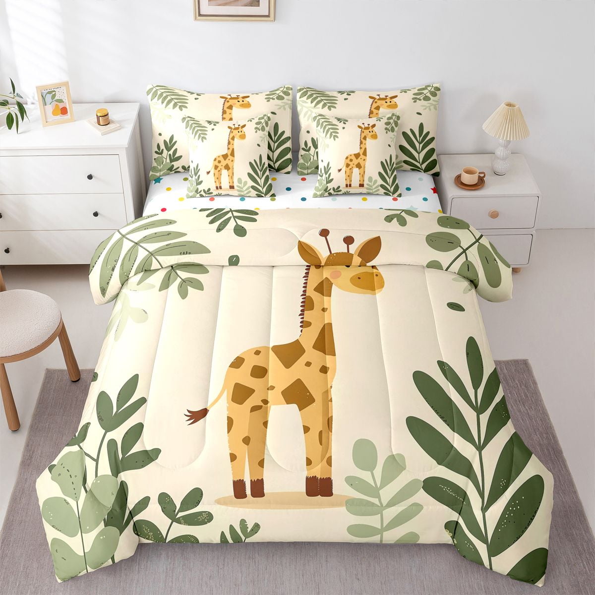 Castle Fairy Kids Kawaii Giraffe Animal Bedding Comforter Set,Wildlife ...