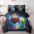 Castle Fairy Kids Lion Animal Bedding Comforter Set,Graffiti Watercolor ...