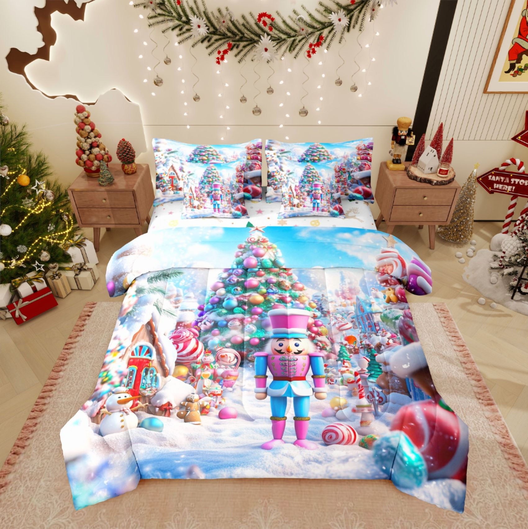 Castle Fairy Kids Nutcracker Snowman 7pcs Bedding Comforter Set ...