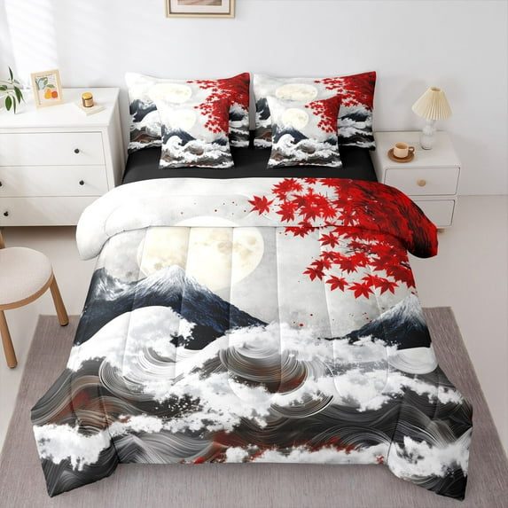Castle Fairy Kids Oriental Ukiyoe Twin Bedding Sets,Ocean Waves Bedding ...