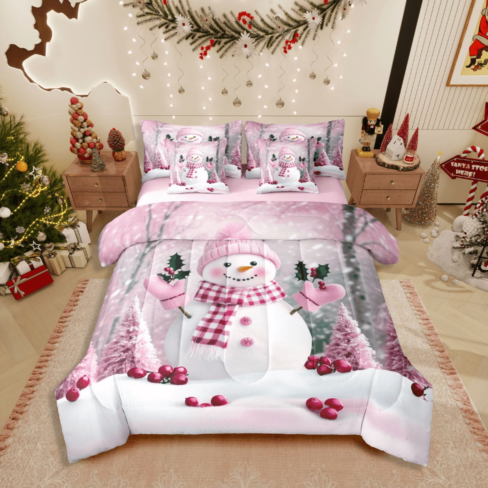 Castle Fairy Kids Plaid Scarf 7pcs Bedding Comforter Set,Christmas ...