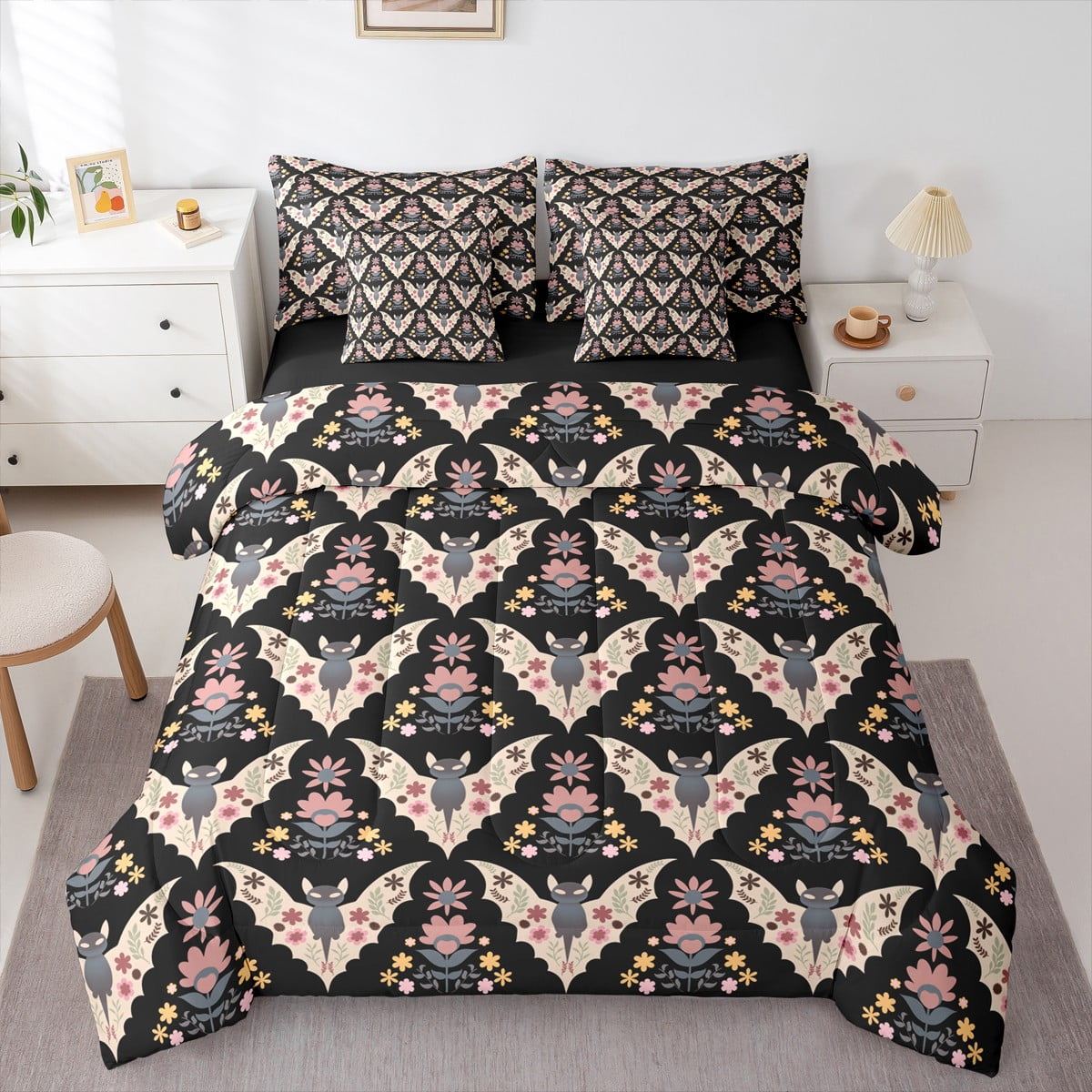 Castle Fairy Kids Spooky Animal Bats 7-Piece Twin Bedding Sets,Chic ...
