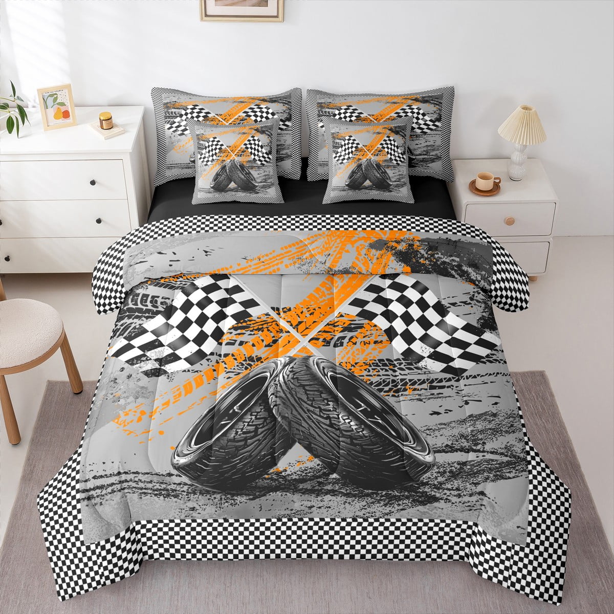 Castle Fairy Kids Sport Plaid Flag Bedding Comforter Set,Graffiti ...