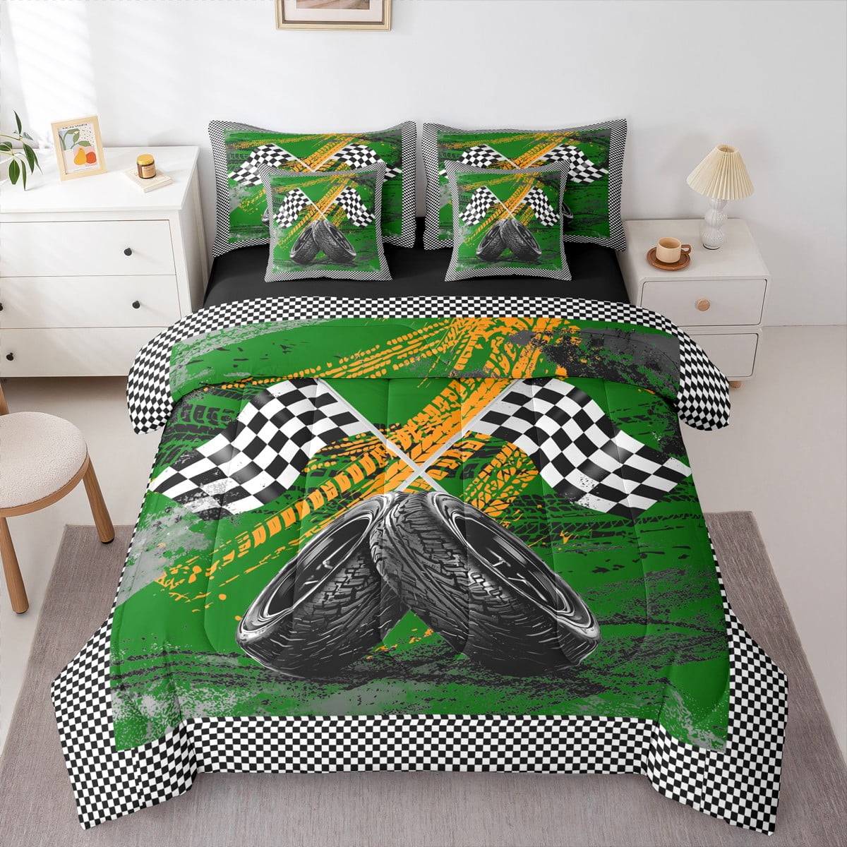 Castle Fairy Kids Sport Plaid Flag Bedding Comforter Set,Graffiti ...