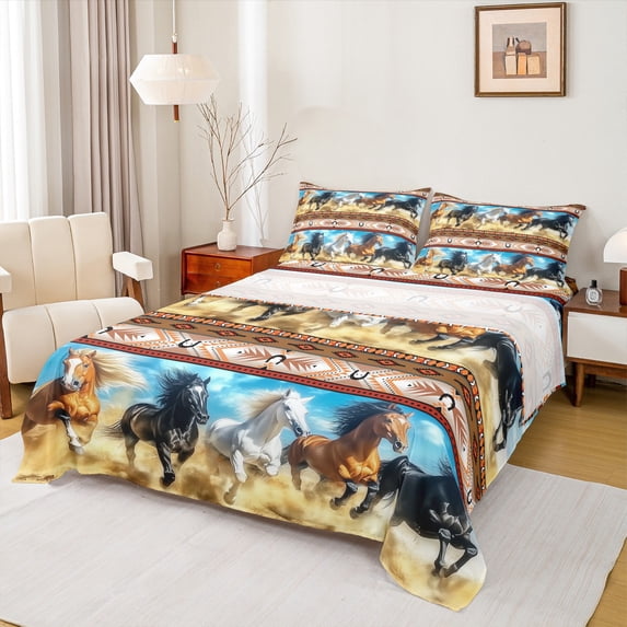 Castle Fairy Kids Teenagers Horse Race Full Size Sheets,Farm Animal Bed ...
