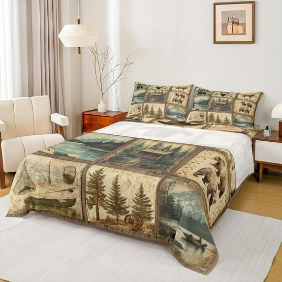 Castle Fairy Kids Teenagers Safari Bear Bed Sheets,Vintage Jungle Cabin ...