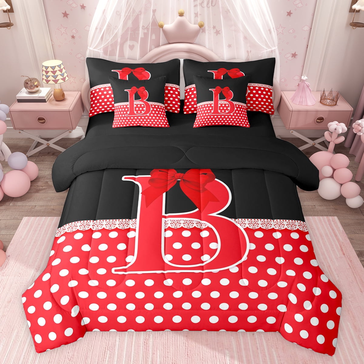 Castle Fairy Kids Teens Adults Personalized Initial B Bedding Comforter ...