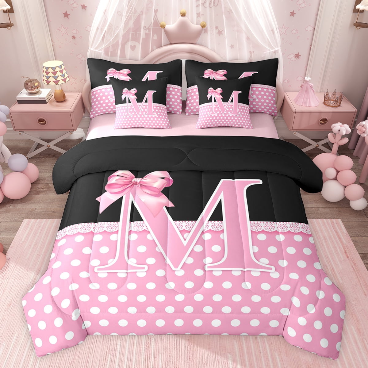 Castle Fairy Kids Teens Adults Personalized Initial M Bedding Comforter ...