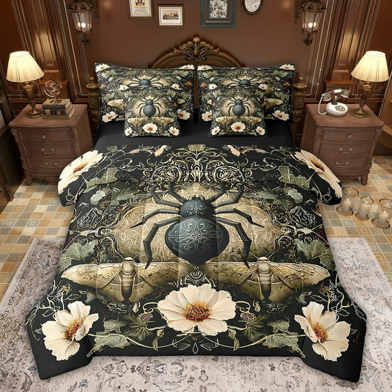 Castle Fairy Kids Teens Black Spider Moth Bedding Comforter Set,Gothic ...