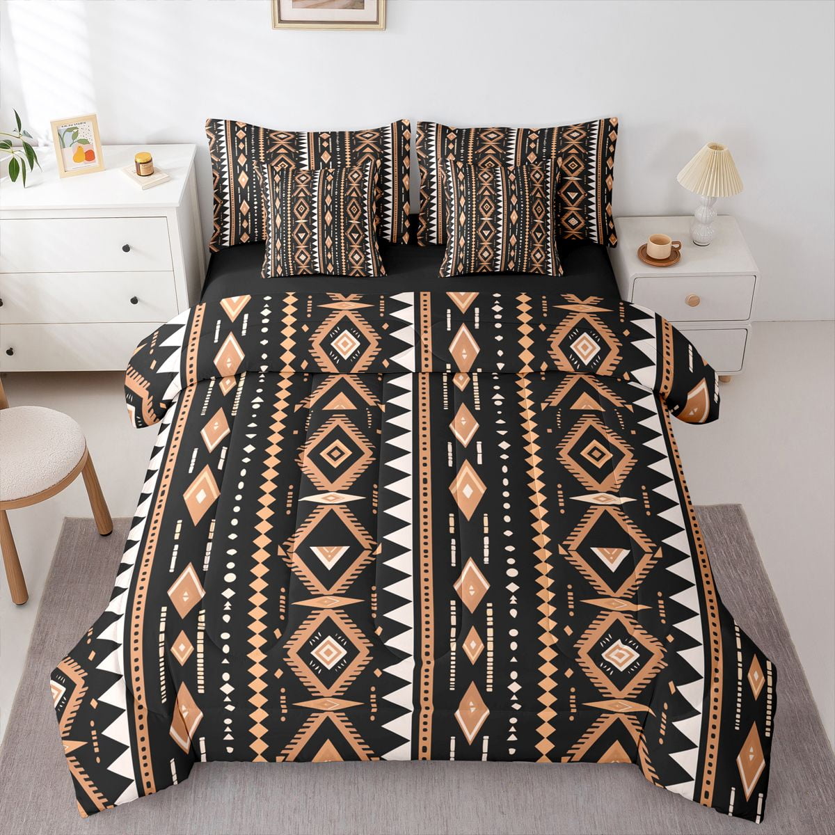 Castle Fairy Kids Teens Bohemian Aztec Bedding Comforter Set,Black ...