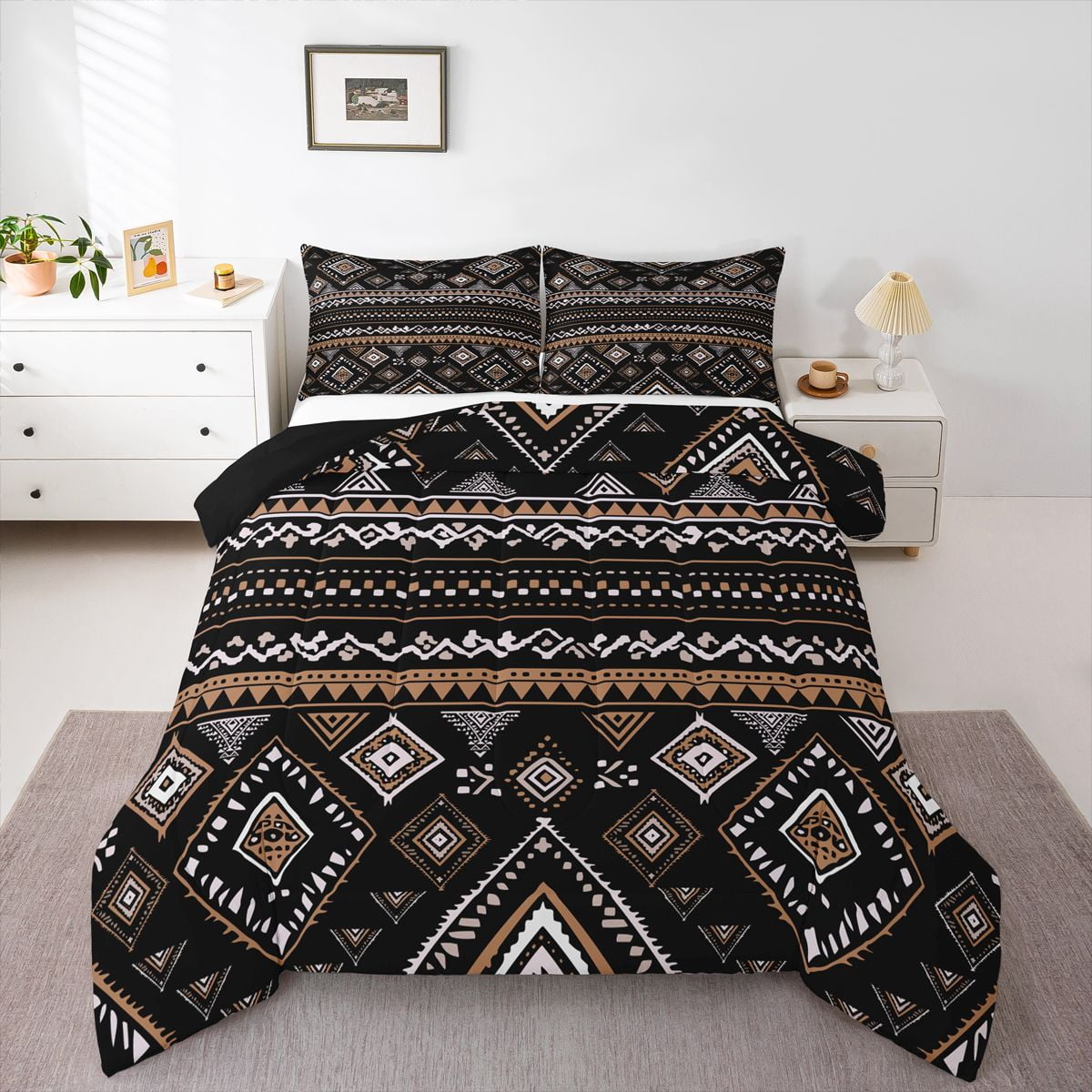 Castle Fairy Kids Teens Bohemian Aztec Twin Comforter Sets,Black Brown ...