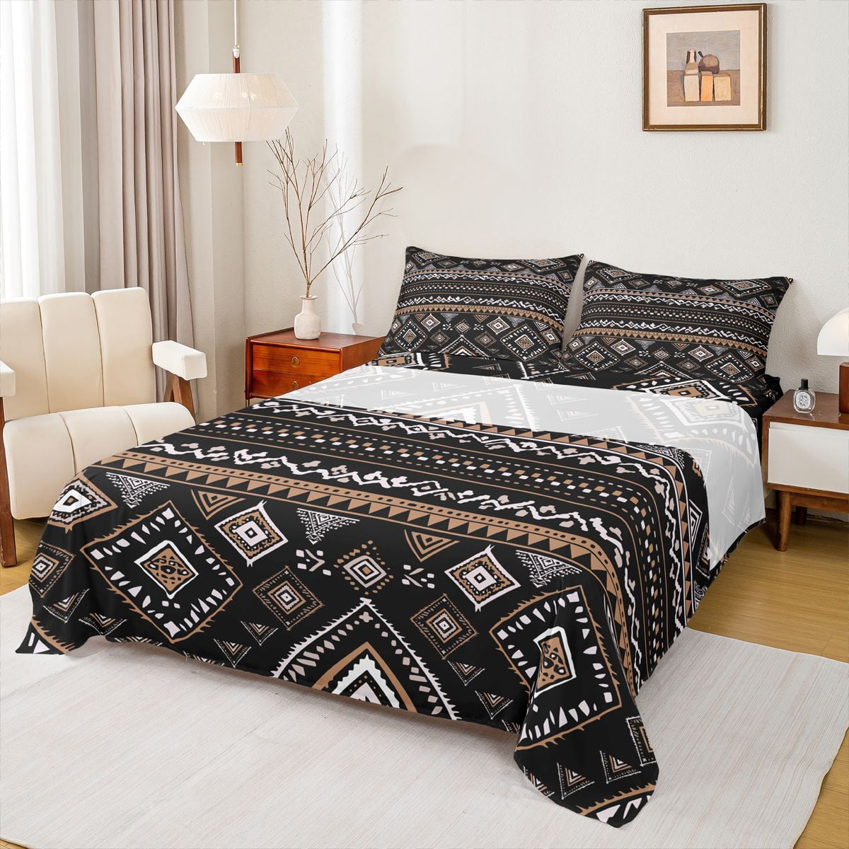 Castle Fairy Kids Teens Bohemian Aztec Twin Sheet Sets,Black Brown ...