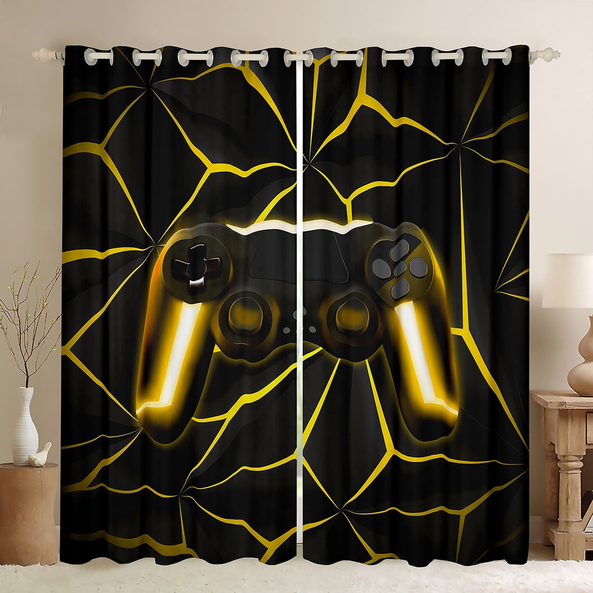 Castle Fairy Kids Teens Boys Abstract Gamepads Gamer Blackout Curtains ...