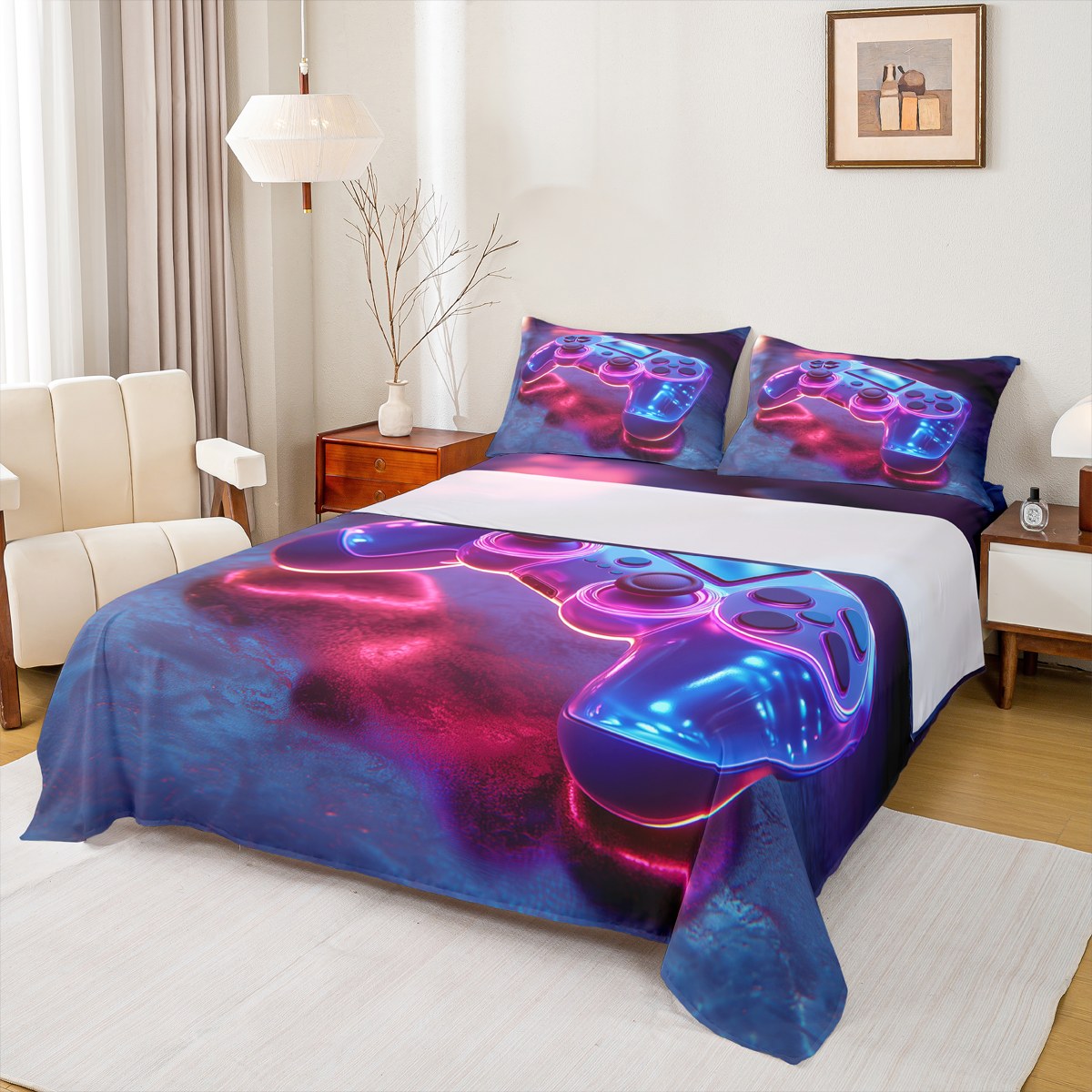 Castle Fairy Kids Teens Boys Gradient Video Game 4pcs Bed Sheets ...