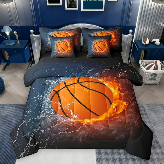 Castle Fairy Kids Teens Boys Orange Basketball Bedding Comforter Set 7pcs,Sport Gamer Queen ...