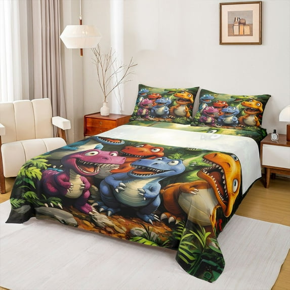 Castle Fairy Kids Teens Cartoon Dinosaur Queen Sheet Sets,Jungle Animal ...