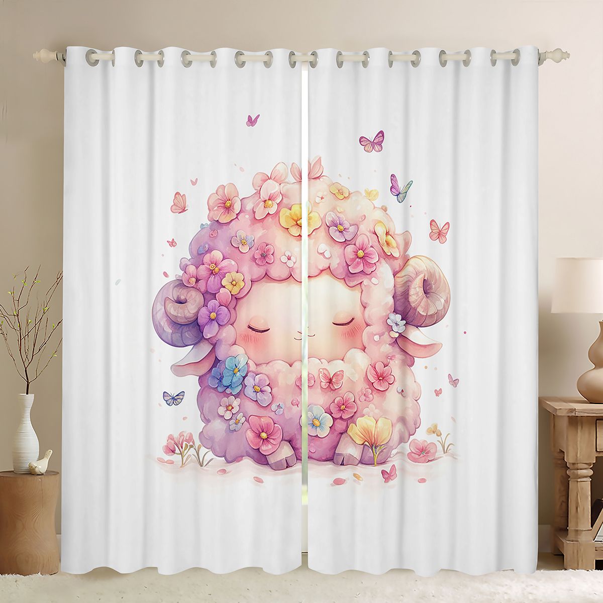 Castle Fairy Kids Teens Cute Sheep Black Out Curtains,Chic Floral ...