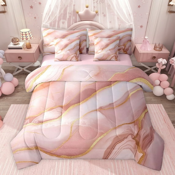 Castle Fairy Kids Teens Female Gradient Marble Stone Pattern Bedding ...
