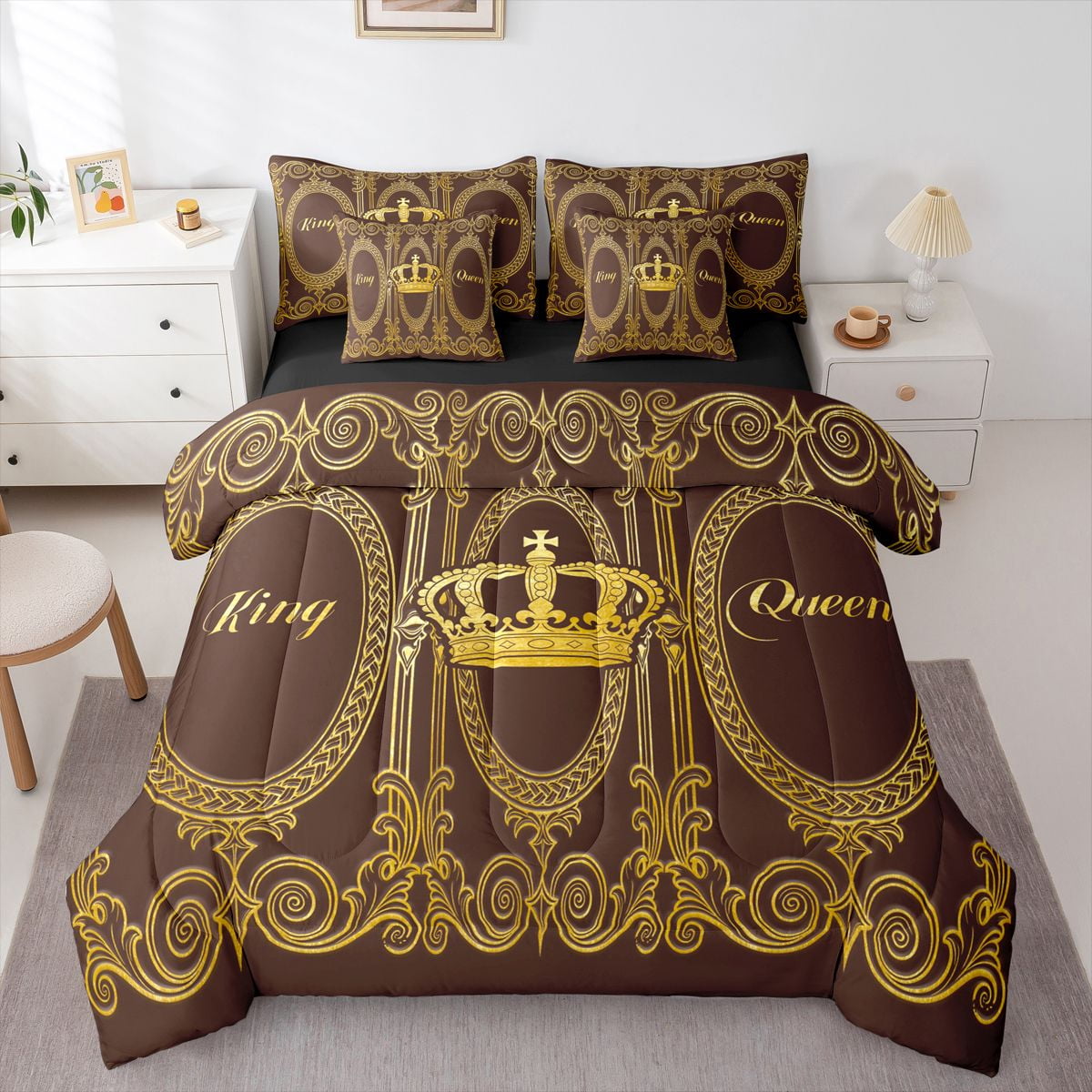 Castle Fairy Kids Teens Gold Crown Bedding Comforter Set,Bohemian ...