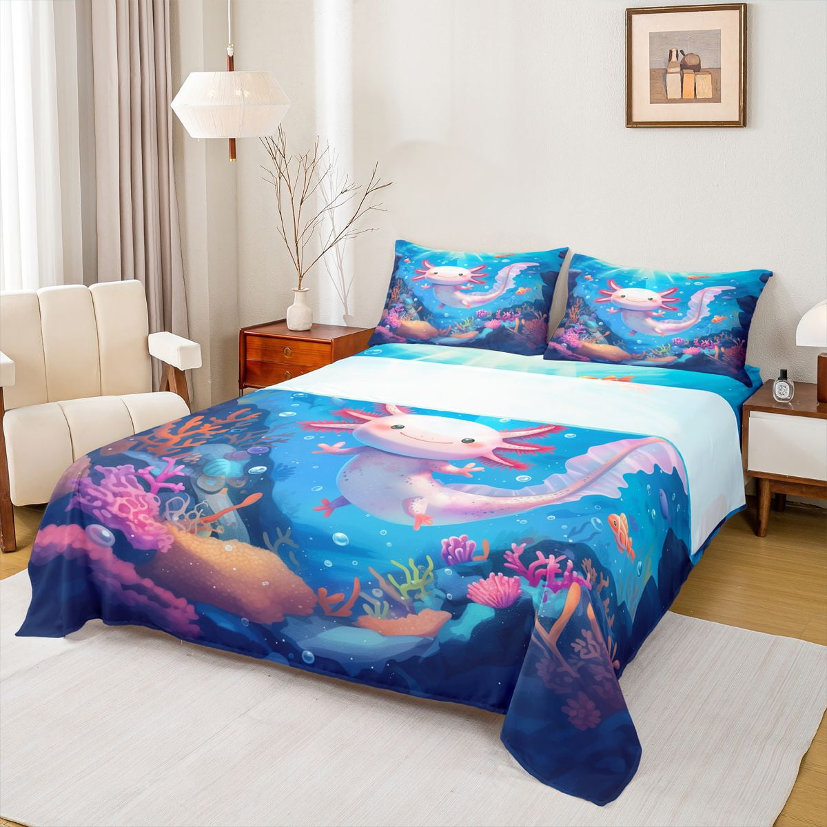 Castle Fairy Kids Teens Kawaii Sea Salamander Queen Sheet Sets ...