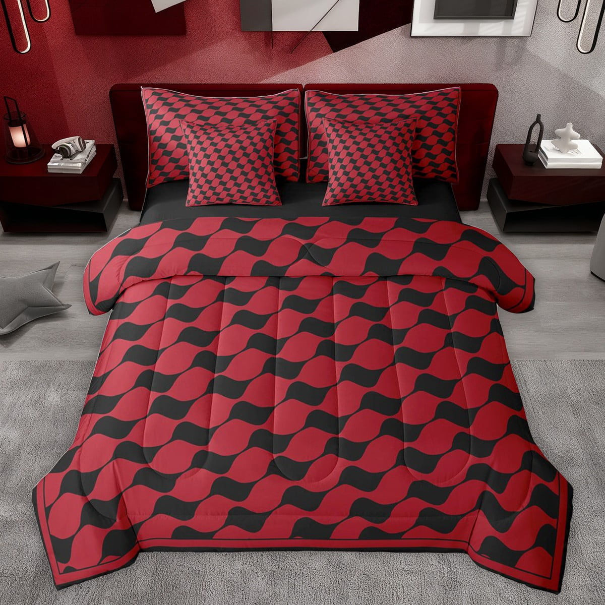 Castle Fairy Kids Teens Minimalist Geometric Grid Bedding Comforter Set ...