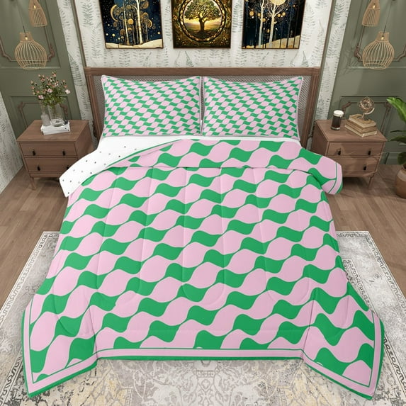 Castle Fairy Kids Teens Minimalist Geometric Grid Full Size Comforter ...