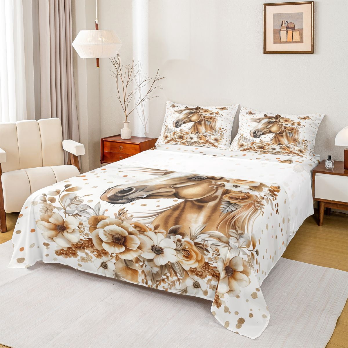 Castle Fairy Kids Teens Western Animal Horse 4pcs Bed Sheets,Vintage ...