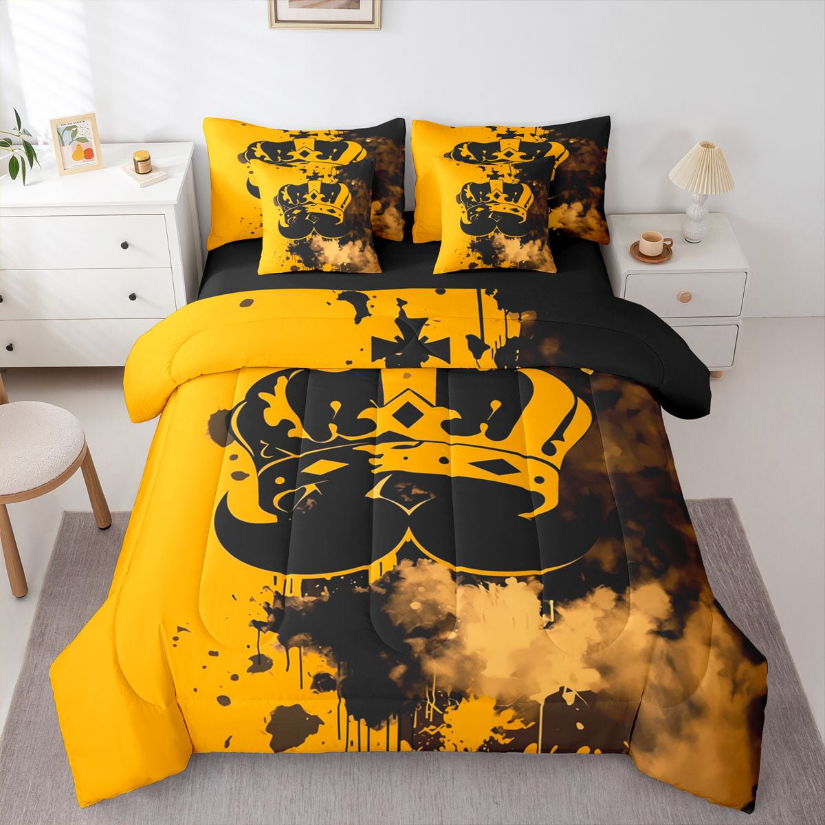 Castle Fairy King And Queen Crown Bedding Comforter Set 7 Pieces for ...