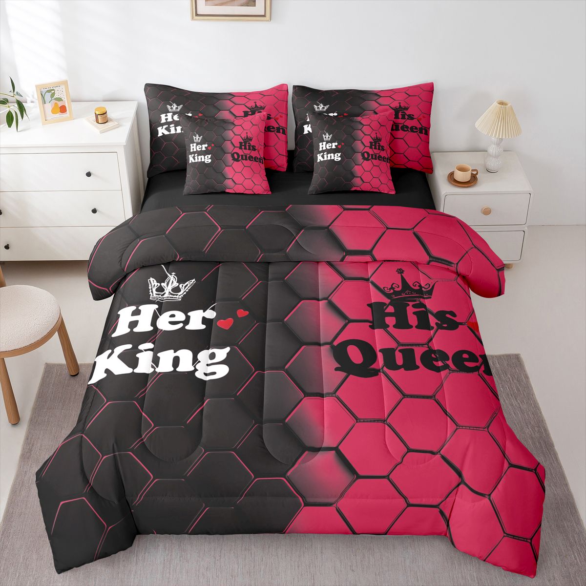 Castle Fairy King And Queen Crown Bedding Comforter Set 7pcs for Boys ...