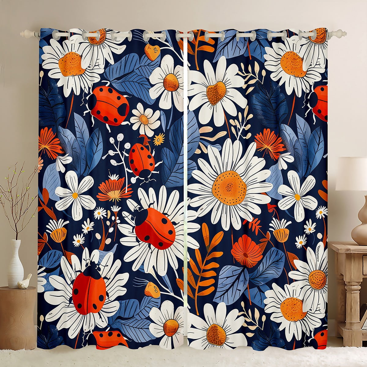 Castle Fairy Ladybird Black Out Curtains,Spring Garden Curtains Pack of ...