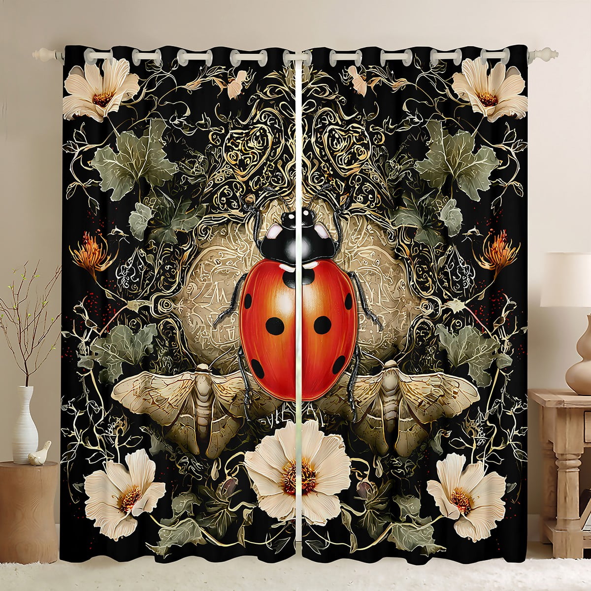 Castle Fairy Ladybird Moth Blackout Curtains Set of 2 (52x84 Each ...