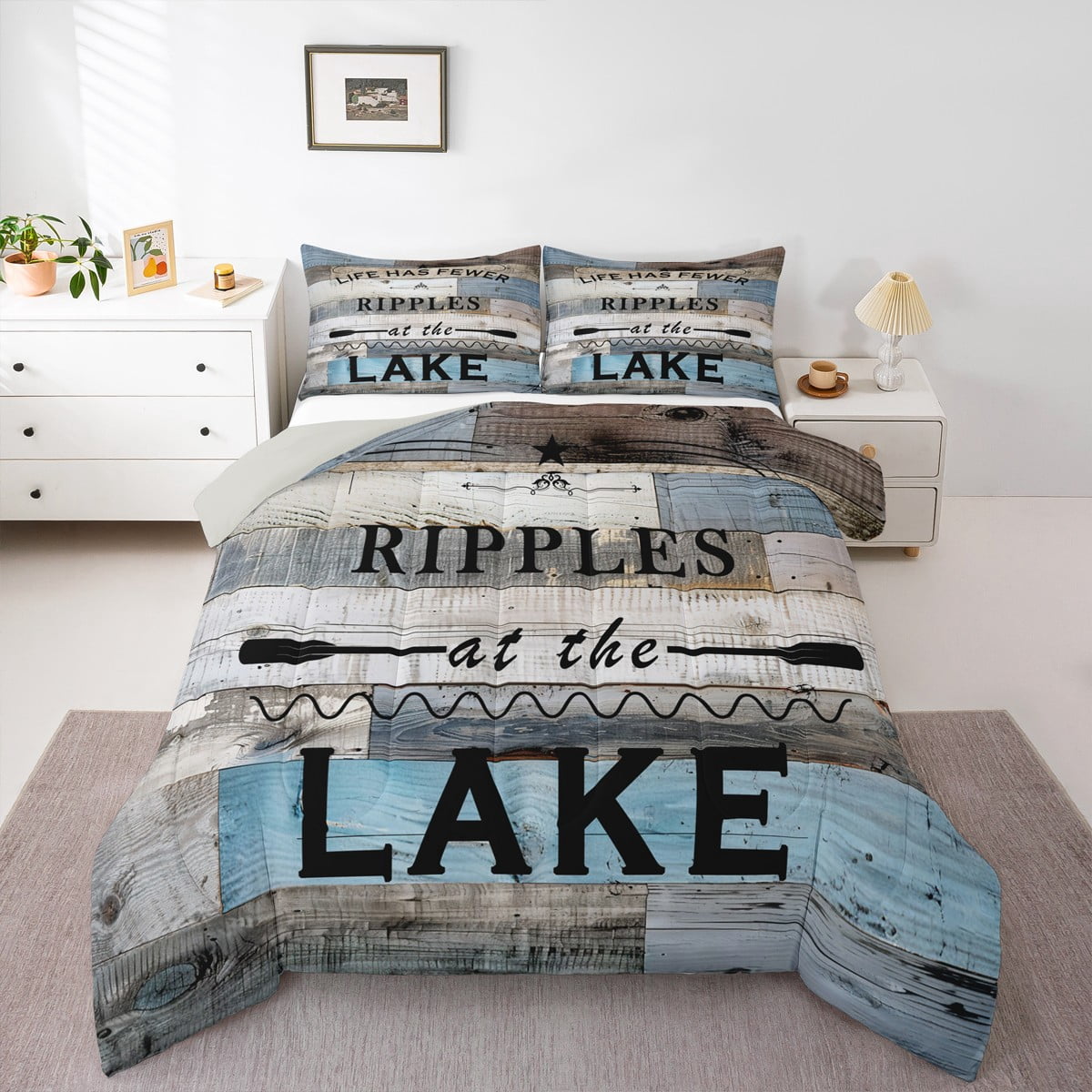 Castle Fairy Lake Life 3-Piece Full Size Comforter Sets,Vintage Paddle ...