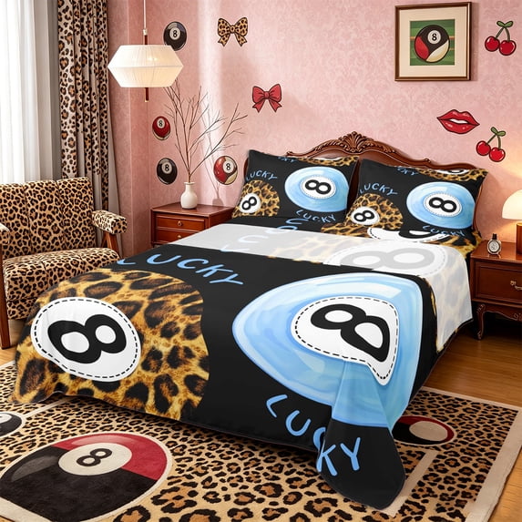 Castle Fairy Leopard Print Billiards Bed Sheets 4-Piece, Sport Theme ...