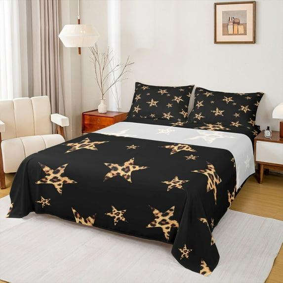 Castle Fairy Leopard Print Stars Print Bed Sheets for Kids Teens,Old ...