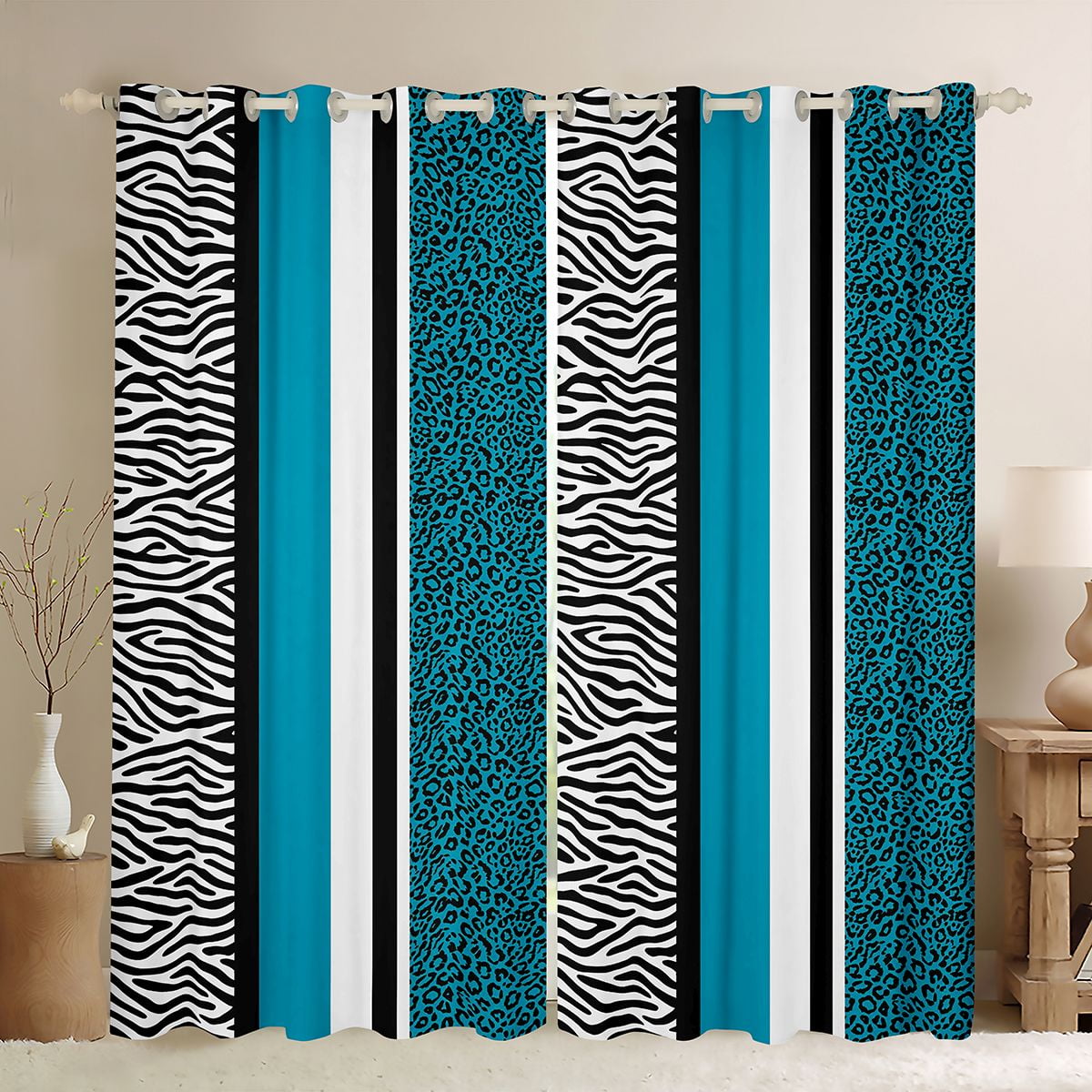 Castle Fairy Leopard Zebra Print Curtains Pack of 2 (42x84 Each ...