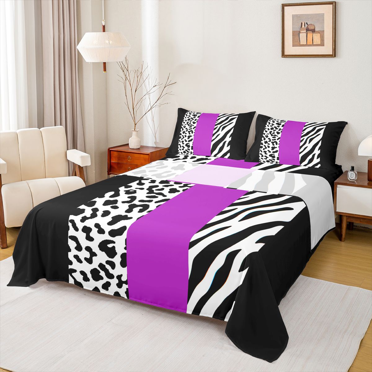 Castle Fairy Leopard Zebra Print Full Size Sheets 4-Piece for Female ...