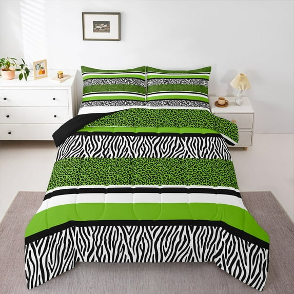 Castle Fairy Leopard Zebra Print Queen Comforter Set,Stripes Bedding ...