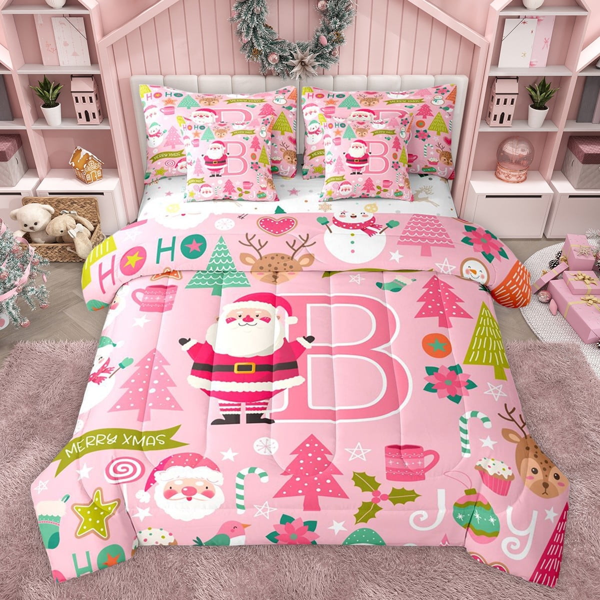 Castle Fairy Letter Monogrammed B Bedding Comforter Set 7-Piece for ...