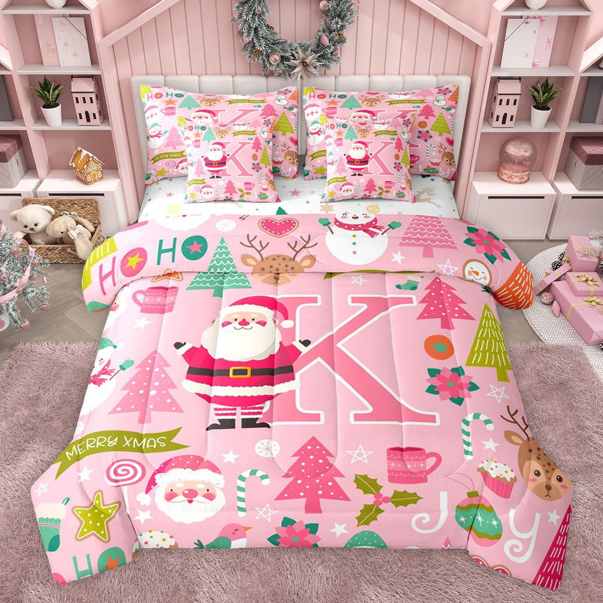 Castle Fairy Letter Monogrammed K Bedding Comforter Set 7 Pieces for ...