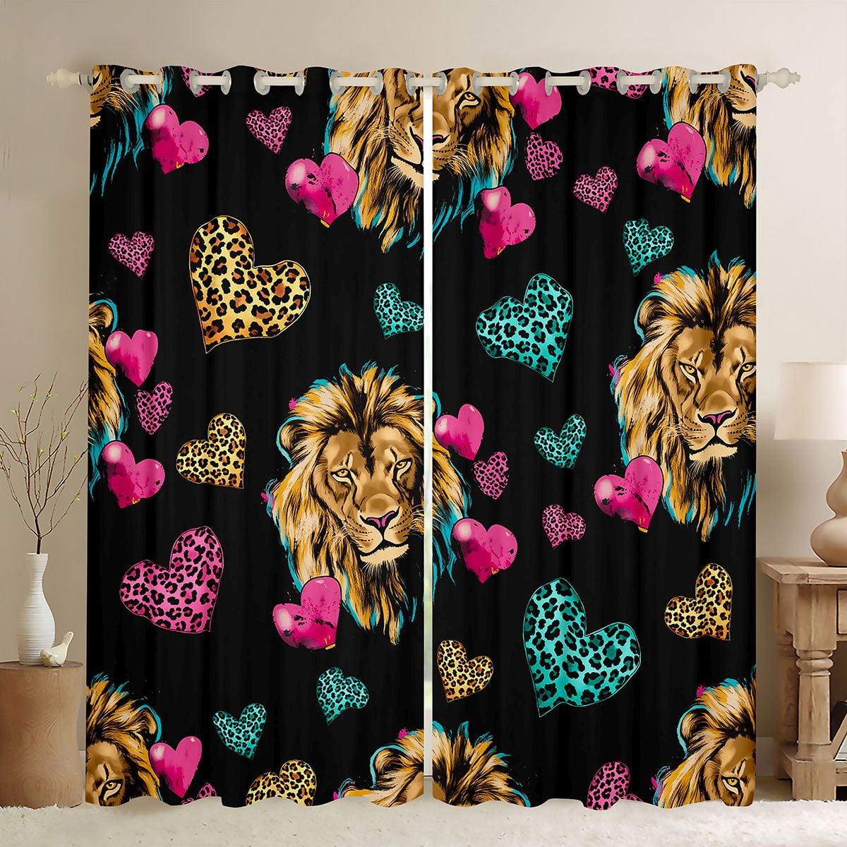 Castle Fairy Lion Animal Blackout Curtains Set of 2 (52x84 Each ...