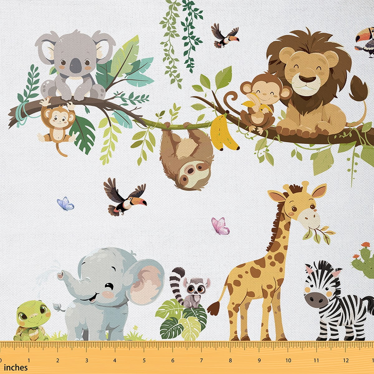 Castle Fairy Lion Giraffe Koala Fabric by the Yard 3 Yard,Cartoon ...